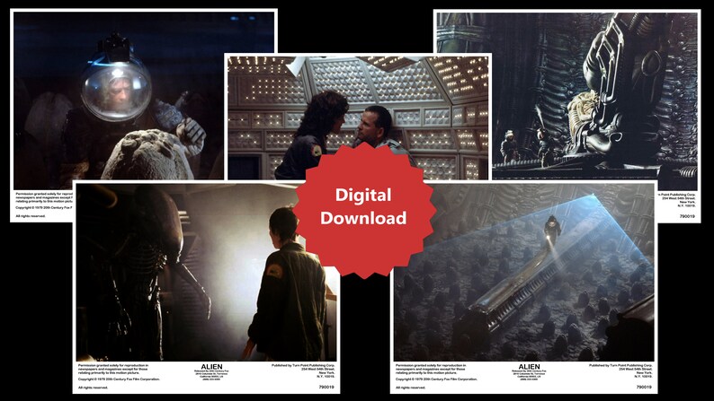 Alien Movie Poster 24x18 Plus 5 Lobby Cards 8x10 Art Digital Download High Quality Image 300 Dpi ...