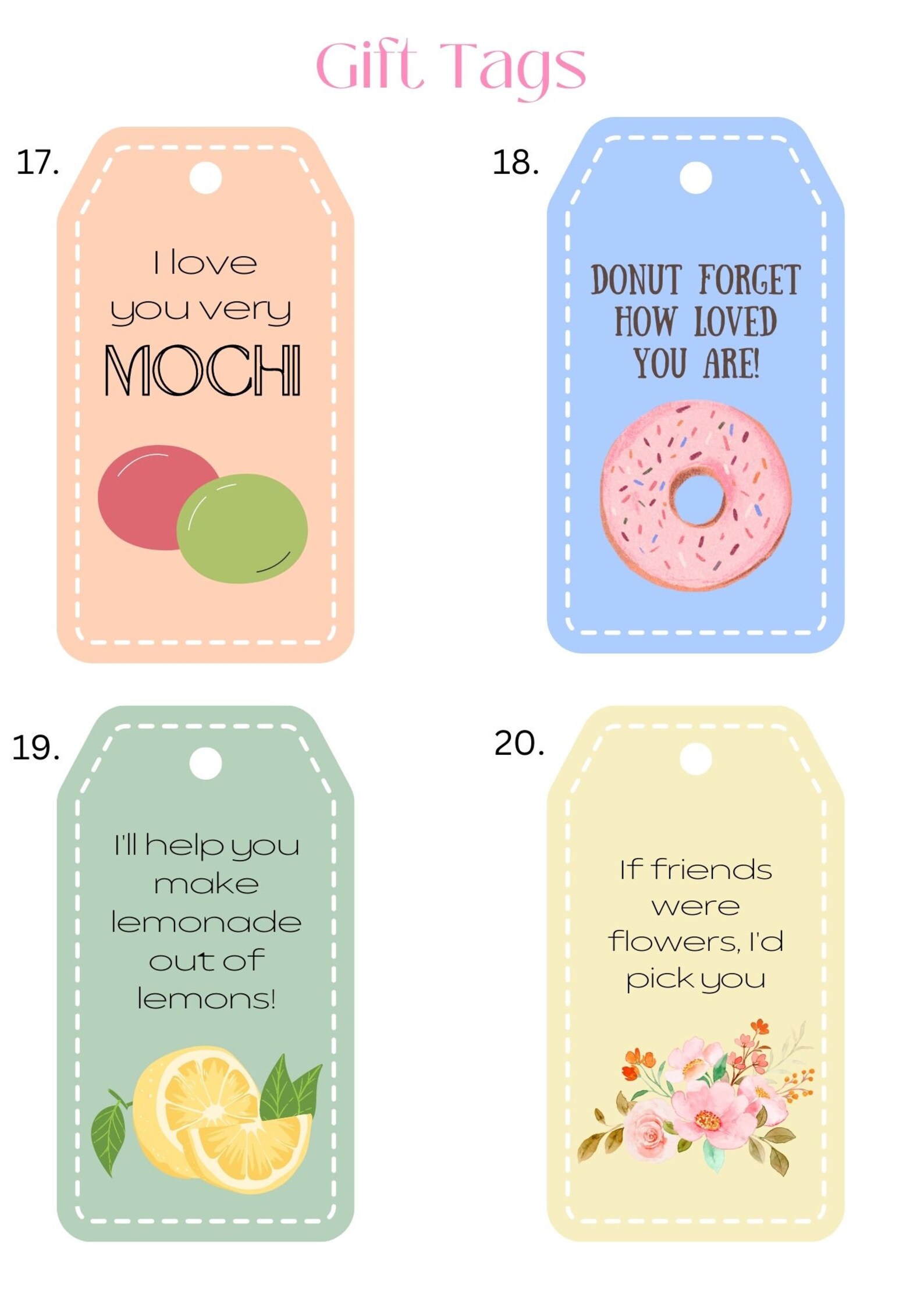 Printable Pun Gift Tags, Neighbor Gift Tags, Ministering Gift Tags ...