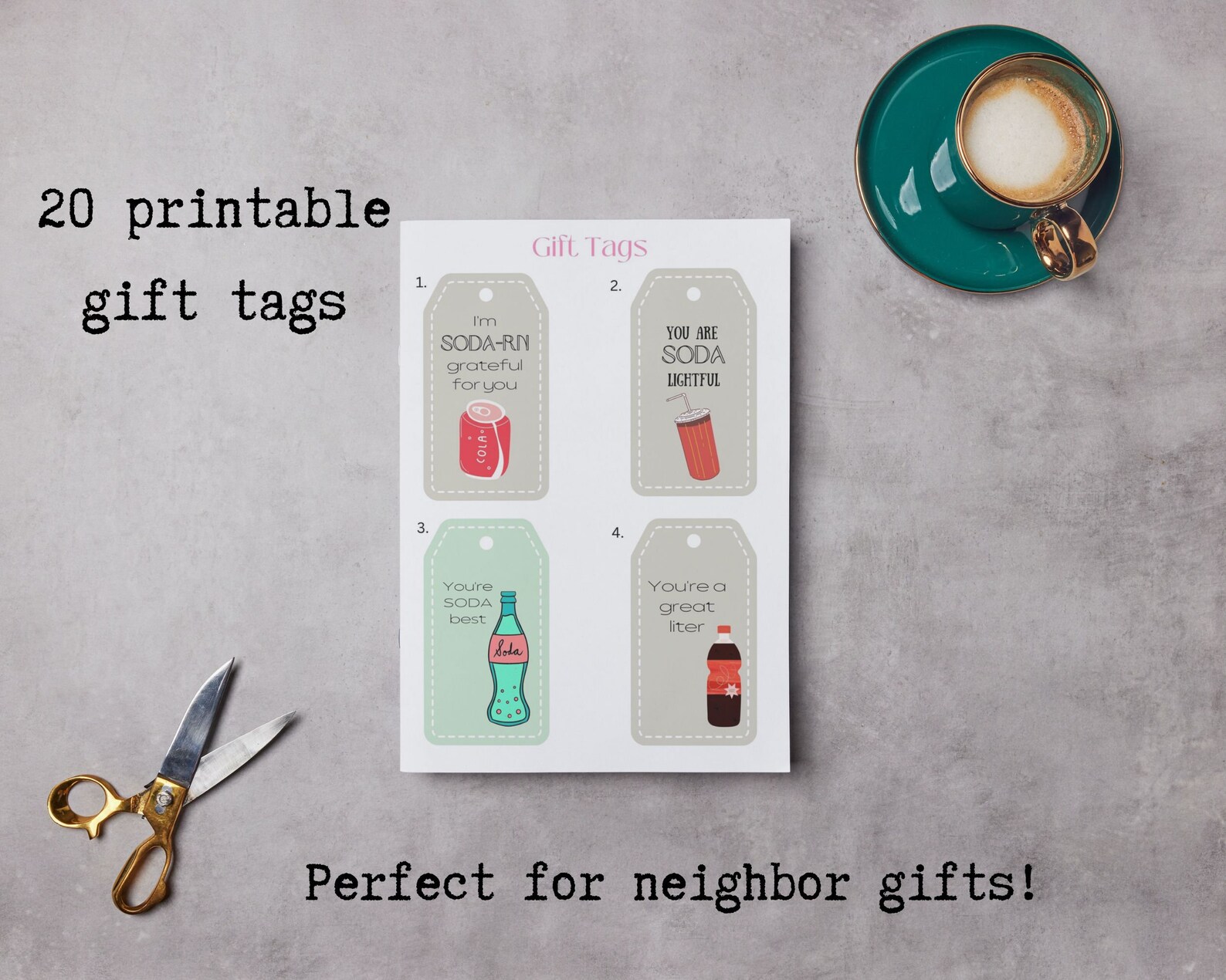 Printable Pun Gift Tags, Neighbor Gift Tags, Ministering Gift Tags ...