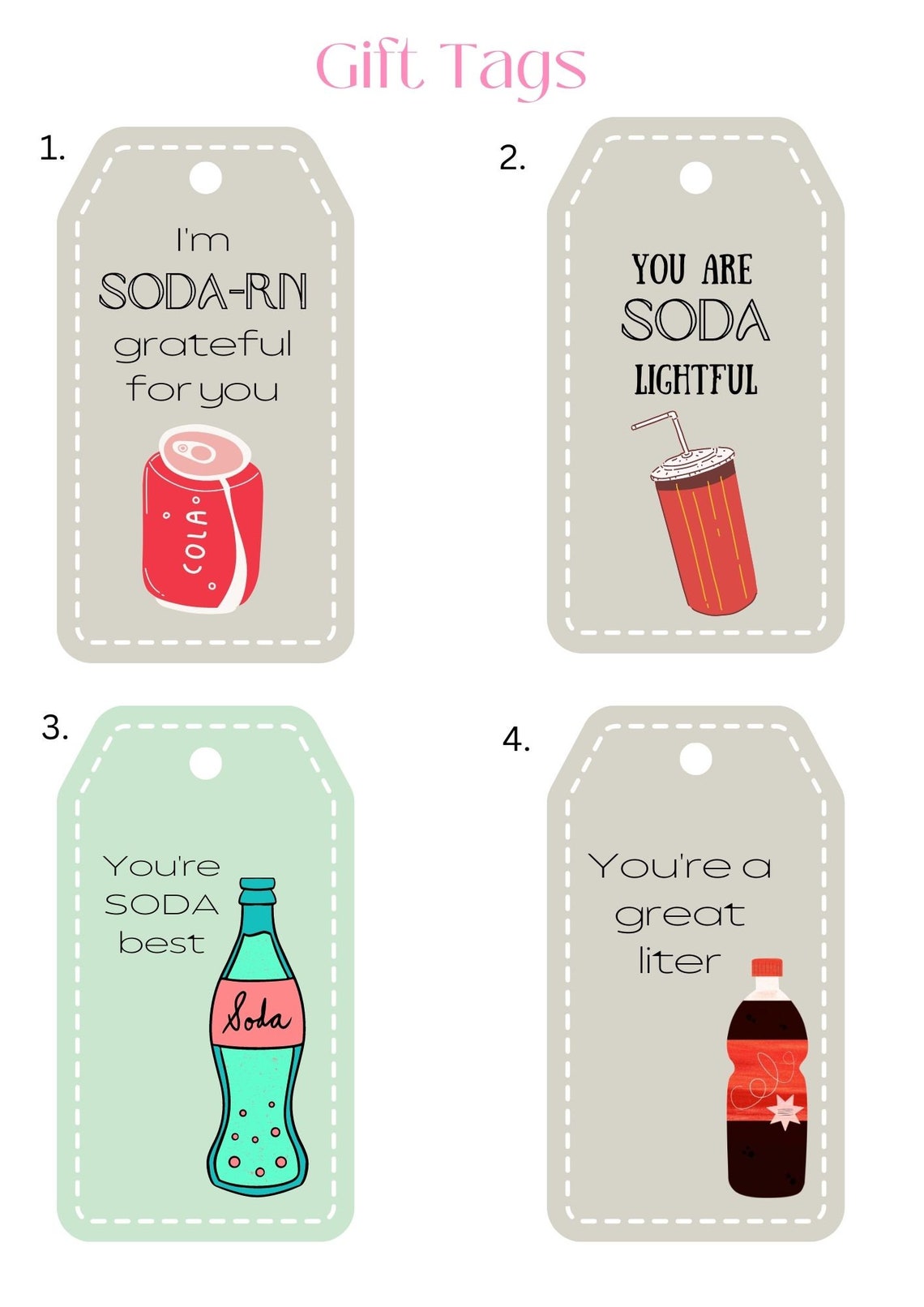Printable Pun Gift Tags, Neighbor Gift Tags, Ministering Gift Tags ...