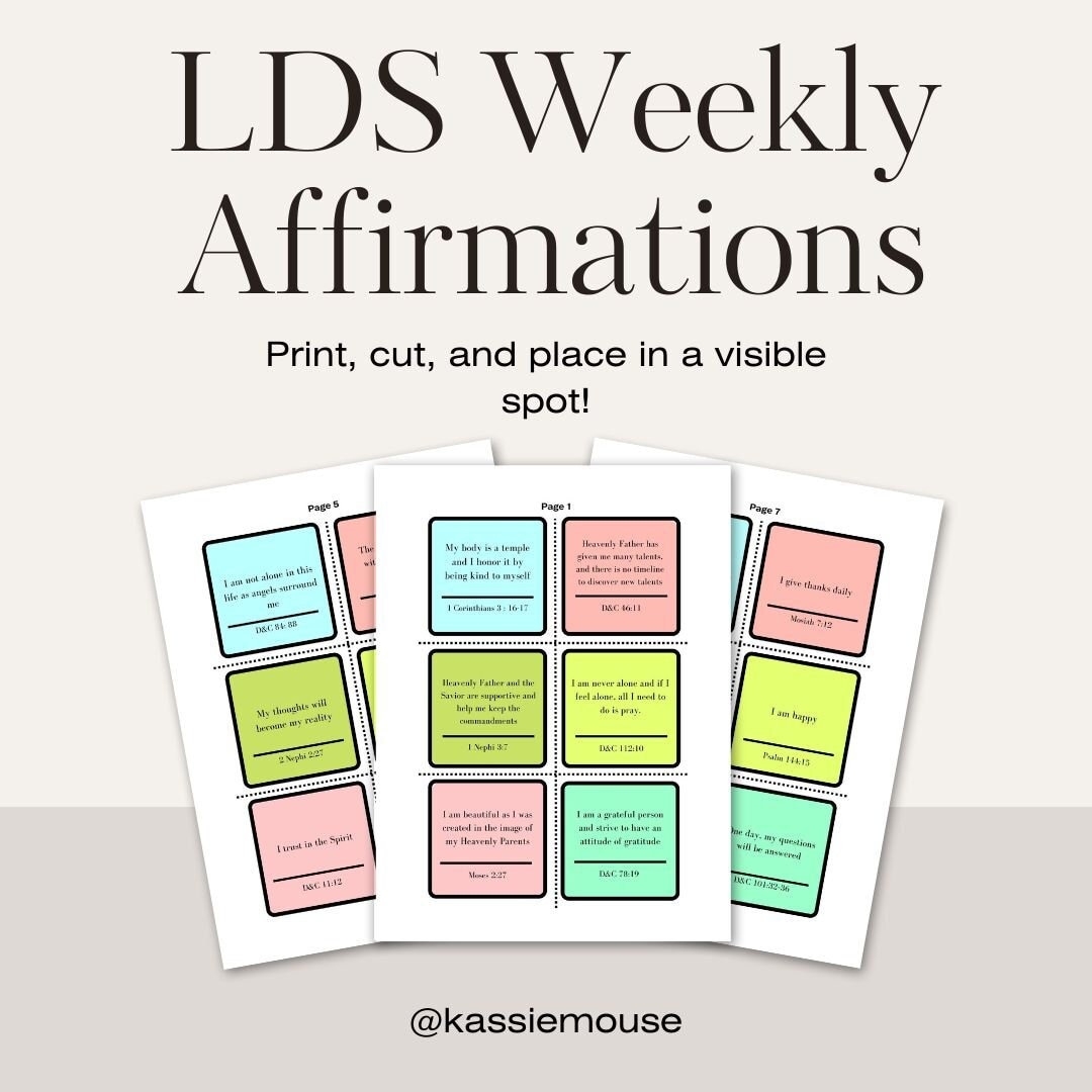 LDS Gospel Affirmation Cards | Affirmation Cards for LDS | 52 Weekly ...