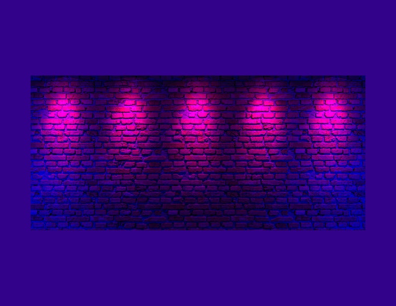 Brick Wall With Neon Light Background - Etsy