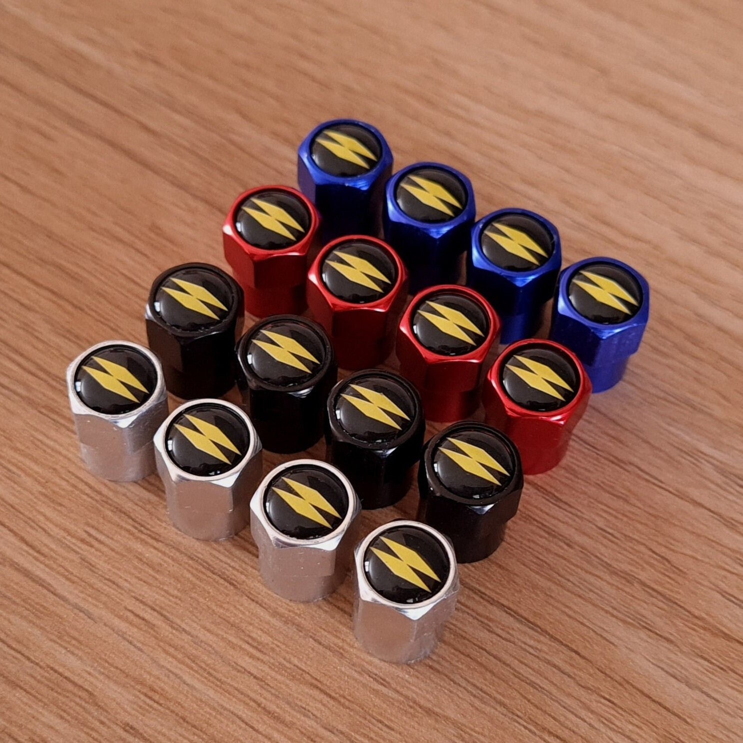 Renault RS Tire Valve Wheel Dust Caps Black Silver Red Blue Metal Sport ...