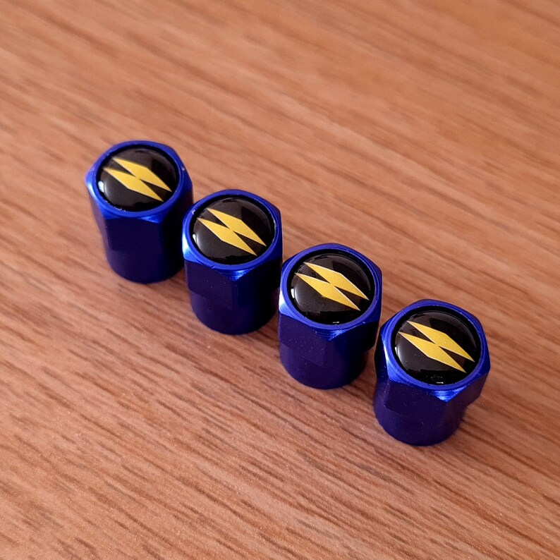 Renault RS Tire Valve Wheel Dust Caps Black Silver Red Blue Metal Sport ...