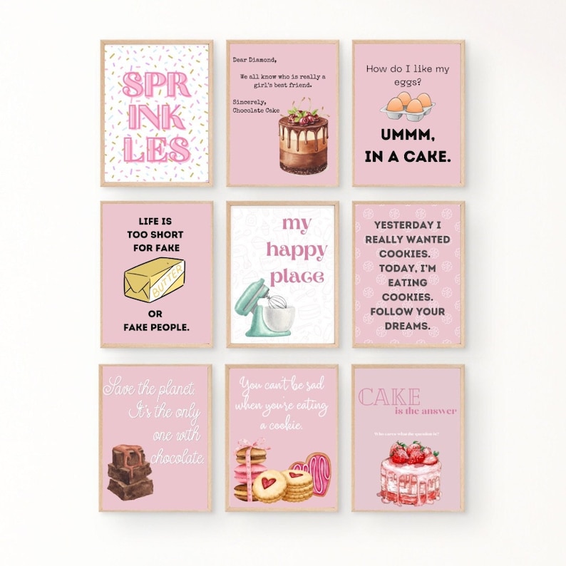 Bakery Wall Art Set of 9 Bakery Wall Prints Bakery - Etsy