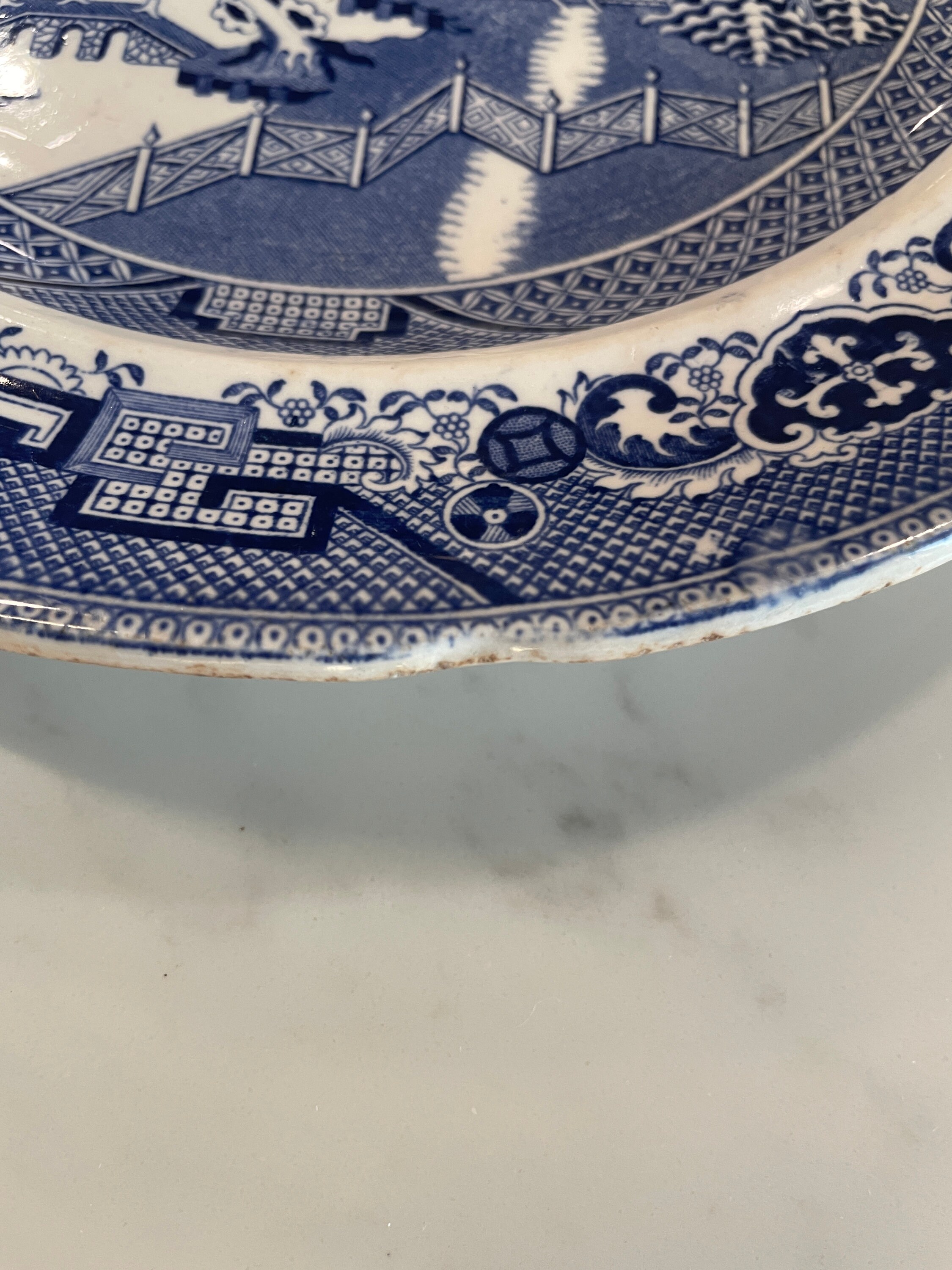 Antique Blue Willow Pattern Servingware Trio - Etsy