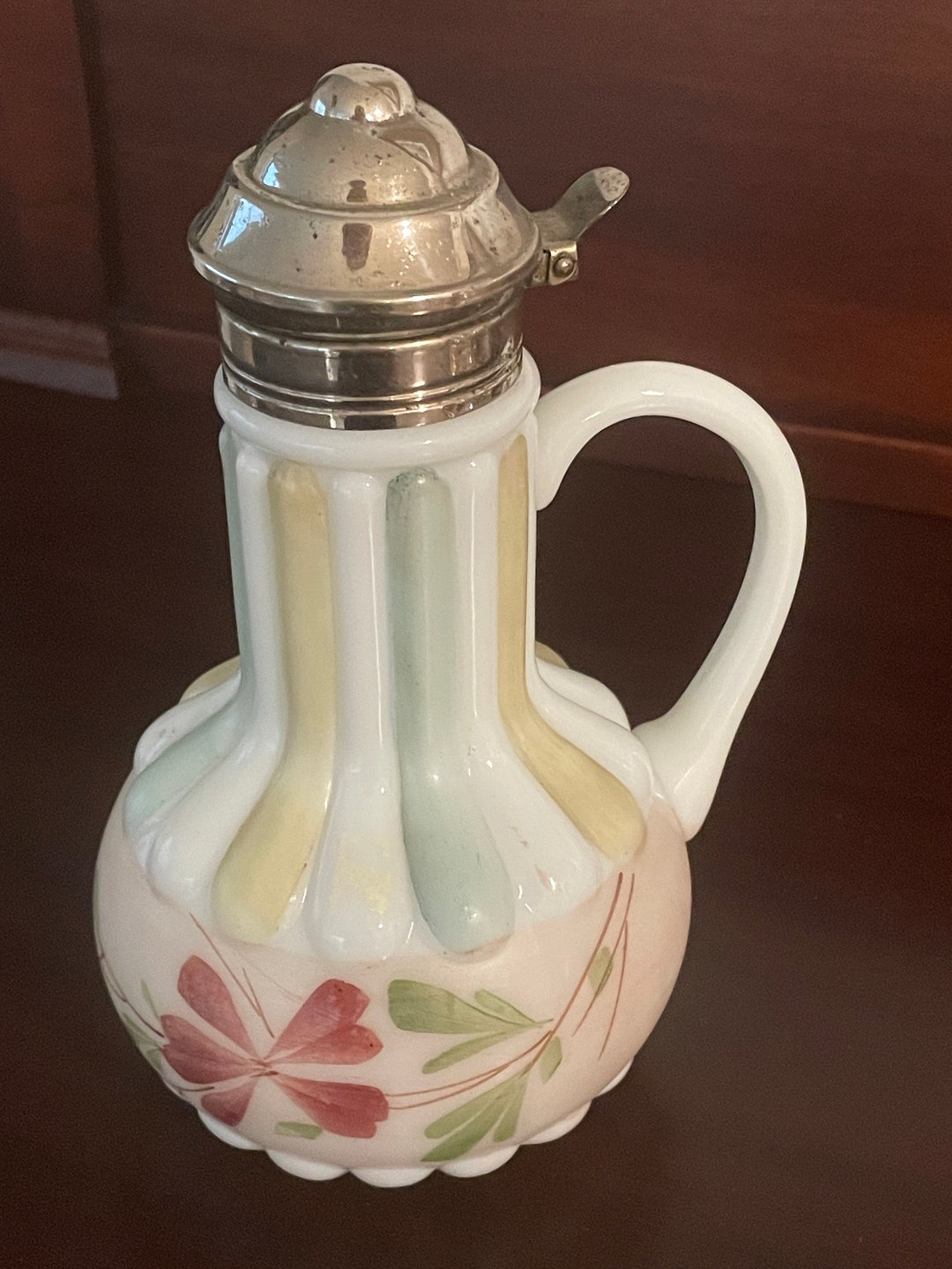 Antique Syrup Pitcher-milk Glass - Etsy
