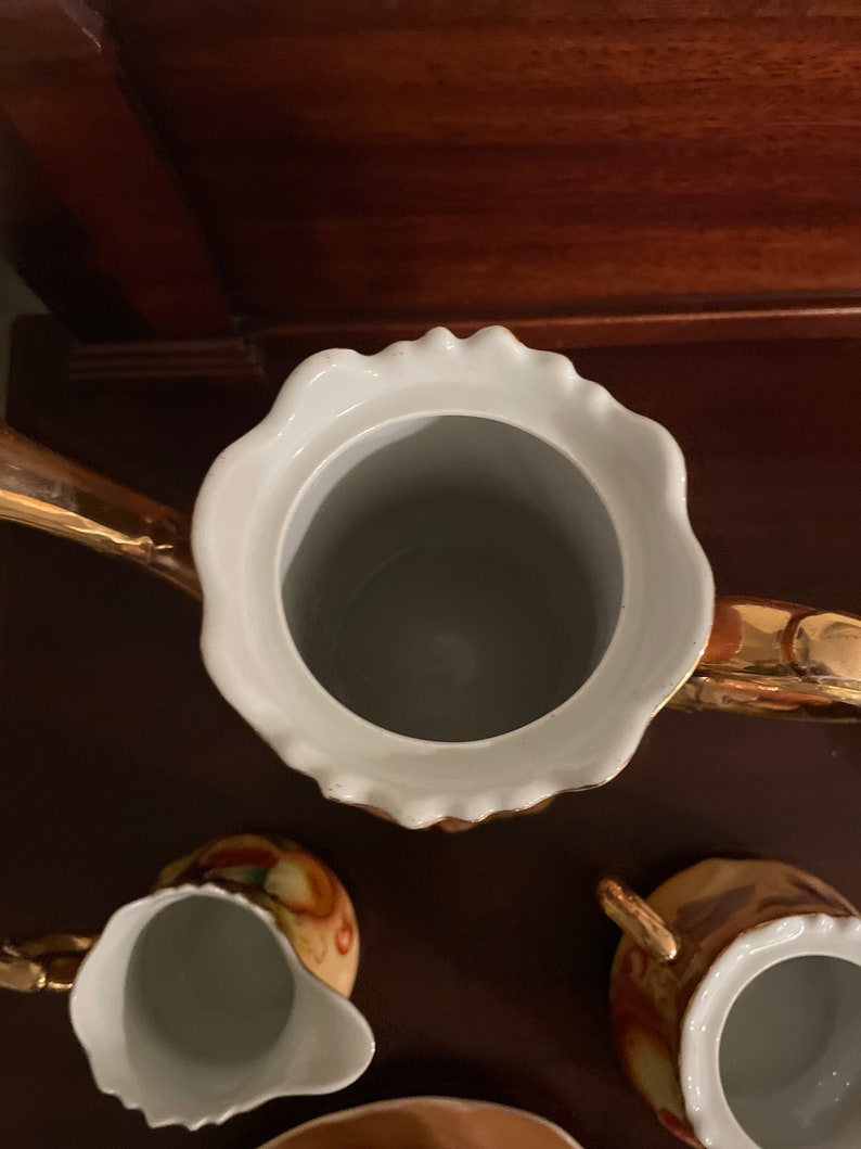 Lefton Hand Painted Tea Set Heritage Brown Fruit Pattern - Etsy