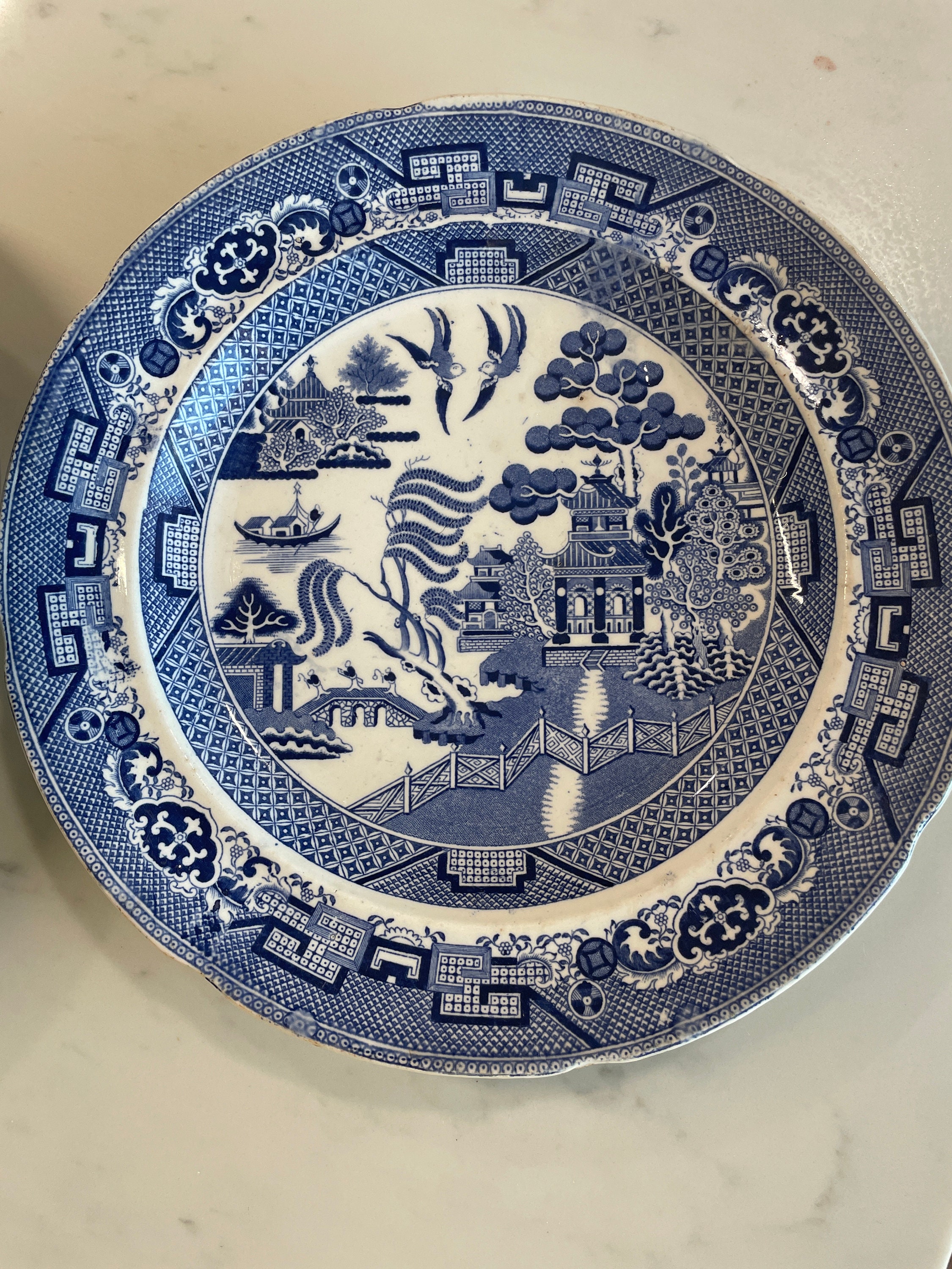 Antique Blue Willow Pattern Servingware Trio - Etsy