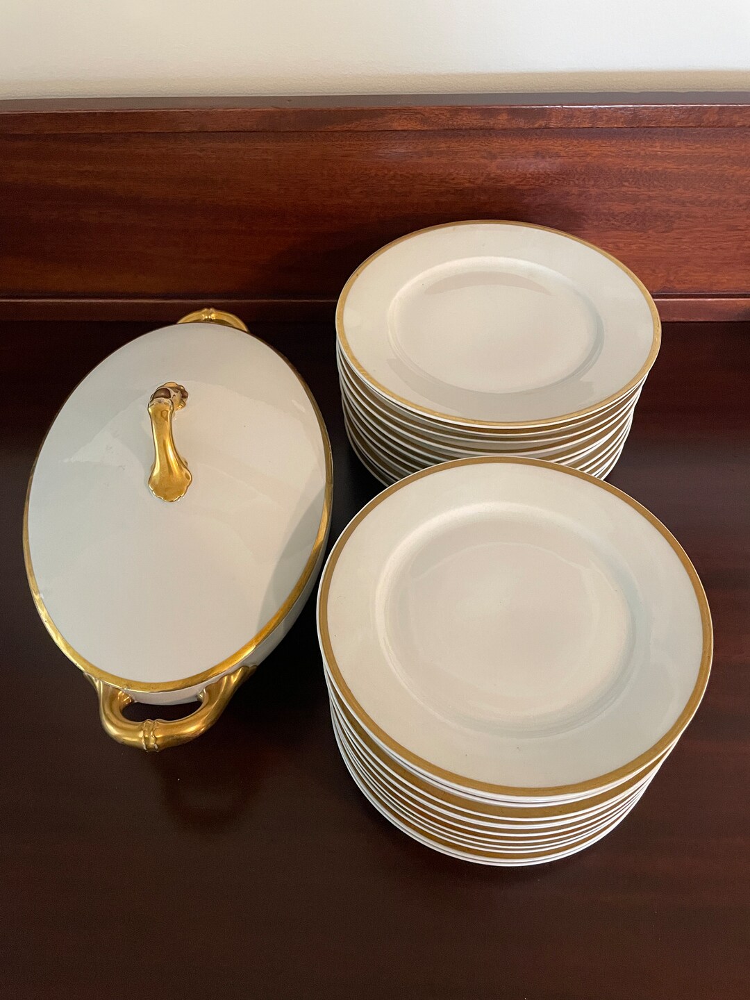Vintage MZ Austria Classic White With Gold Trim Set - Etsy