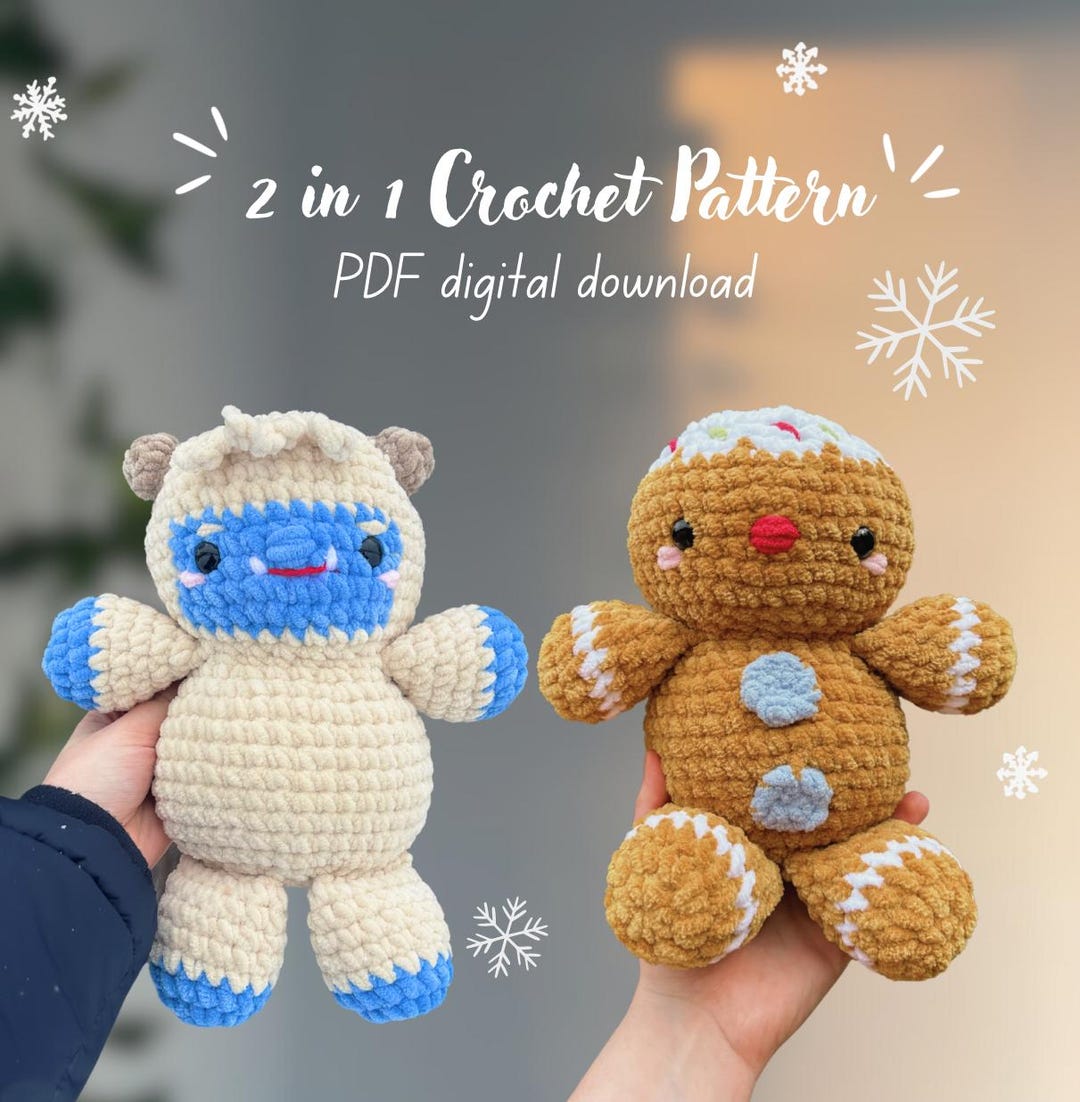 Gingerbread Man and Yeti Crochet Pattern - Etsy