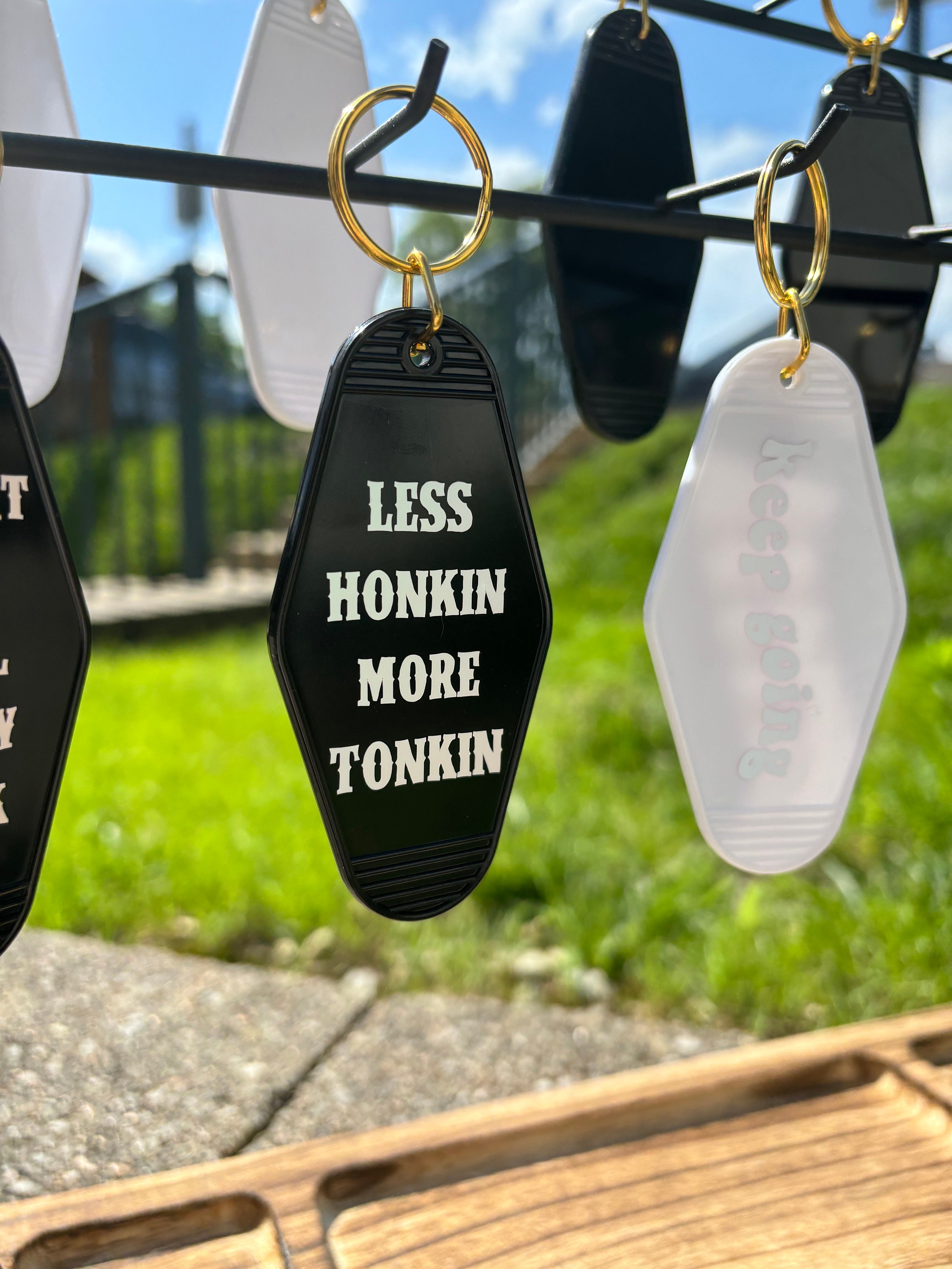 Less Honkin More Tonkin | Motel Keychain | Honky Tonk Keychain - Etsy
