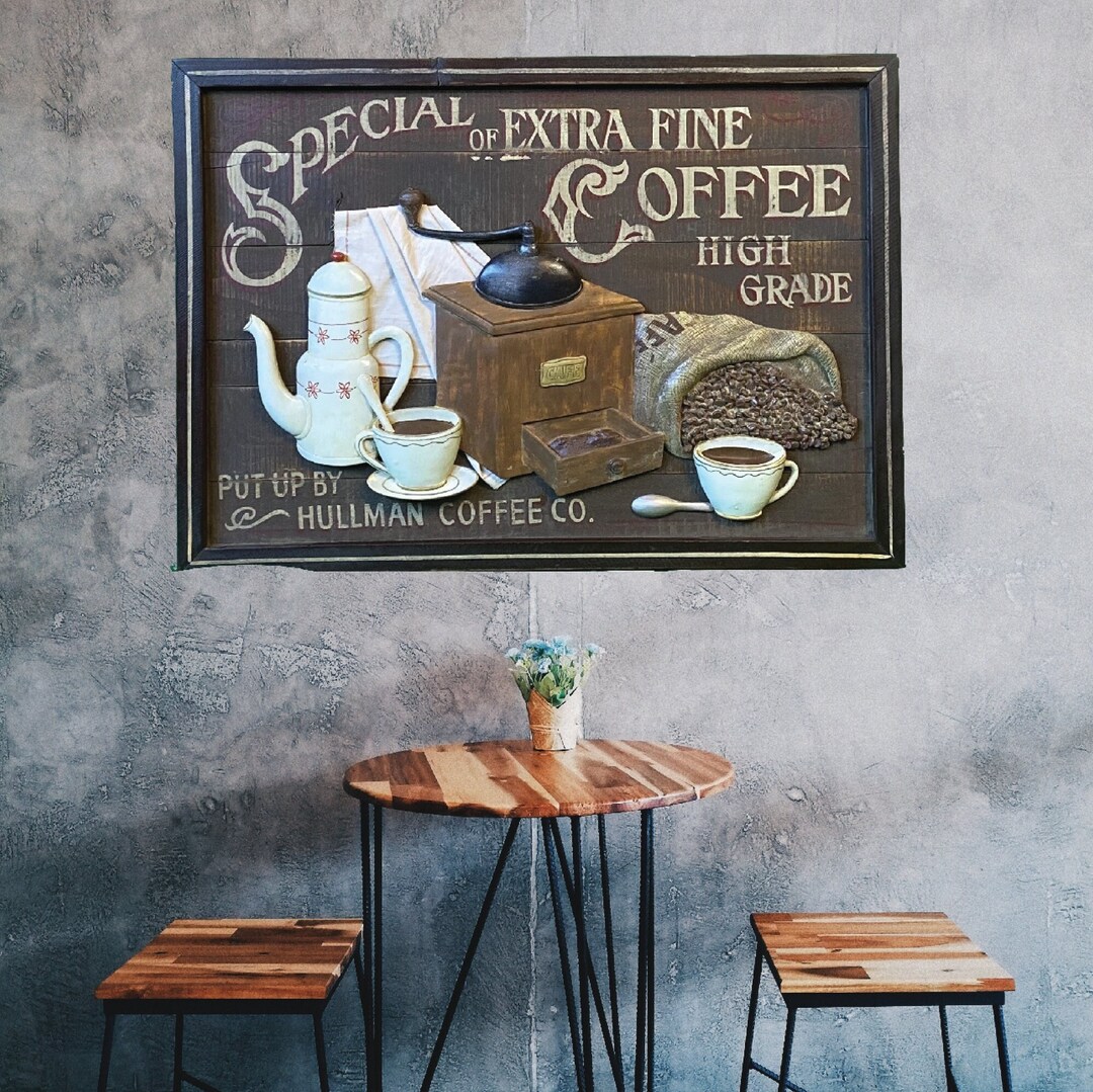 Vintage Coffee Bar Sign Wood Cafe Restaurant Wall Décor - Etsy
