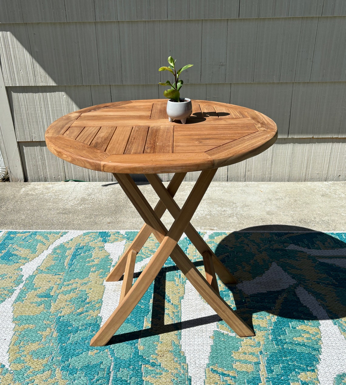 Nordic Style Teak Wood Round Bistro Patio Dining Table 80 Cm - Etsy