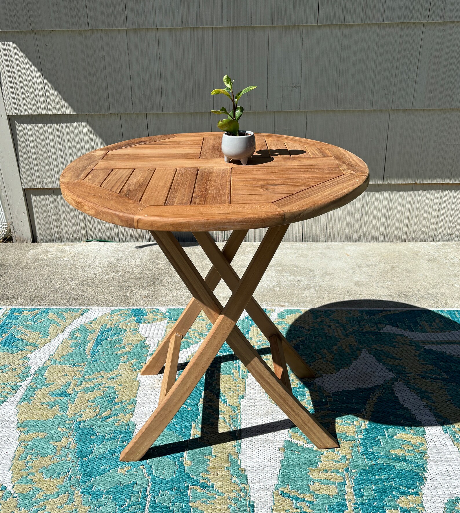 Nordic Style Teak Wood Round Bistro Patio Dining Table 80 Cm - Etsy