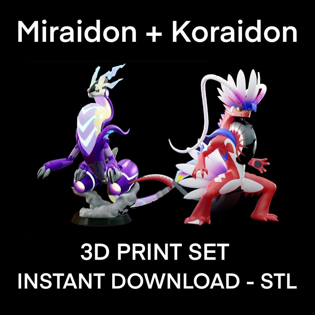 Pokemon Miradon and Koraidon Inspired Figurines 3D Print Set - Etsy UK