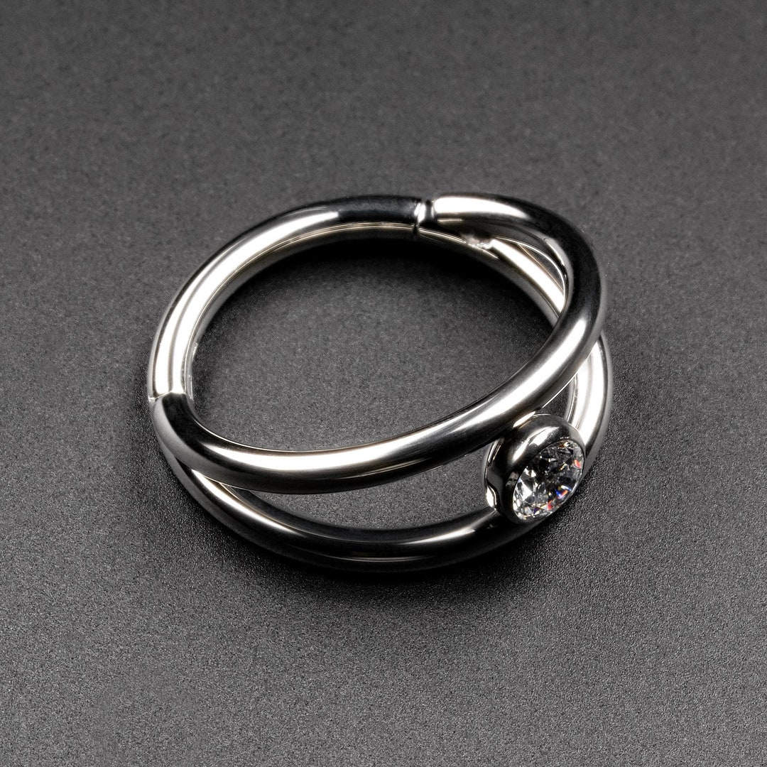 Double Hoop Single Jewel Titanium Hinged Segment Ring | Titanium Nose ...