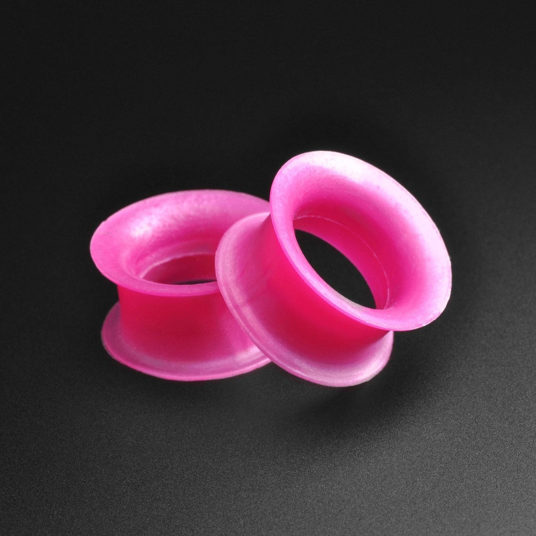 Hot Pink Pearl Silicone Double Flare Tunnel | Silicone Ear Gauges for ...