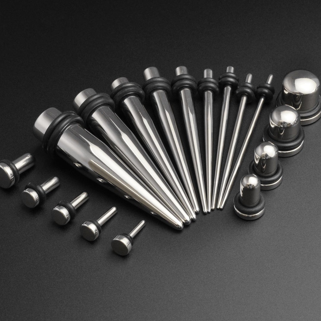 Ear Stretching Kit | Surgical Steel Taper & Single Flare Plug Kit ...