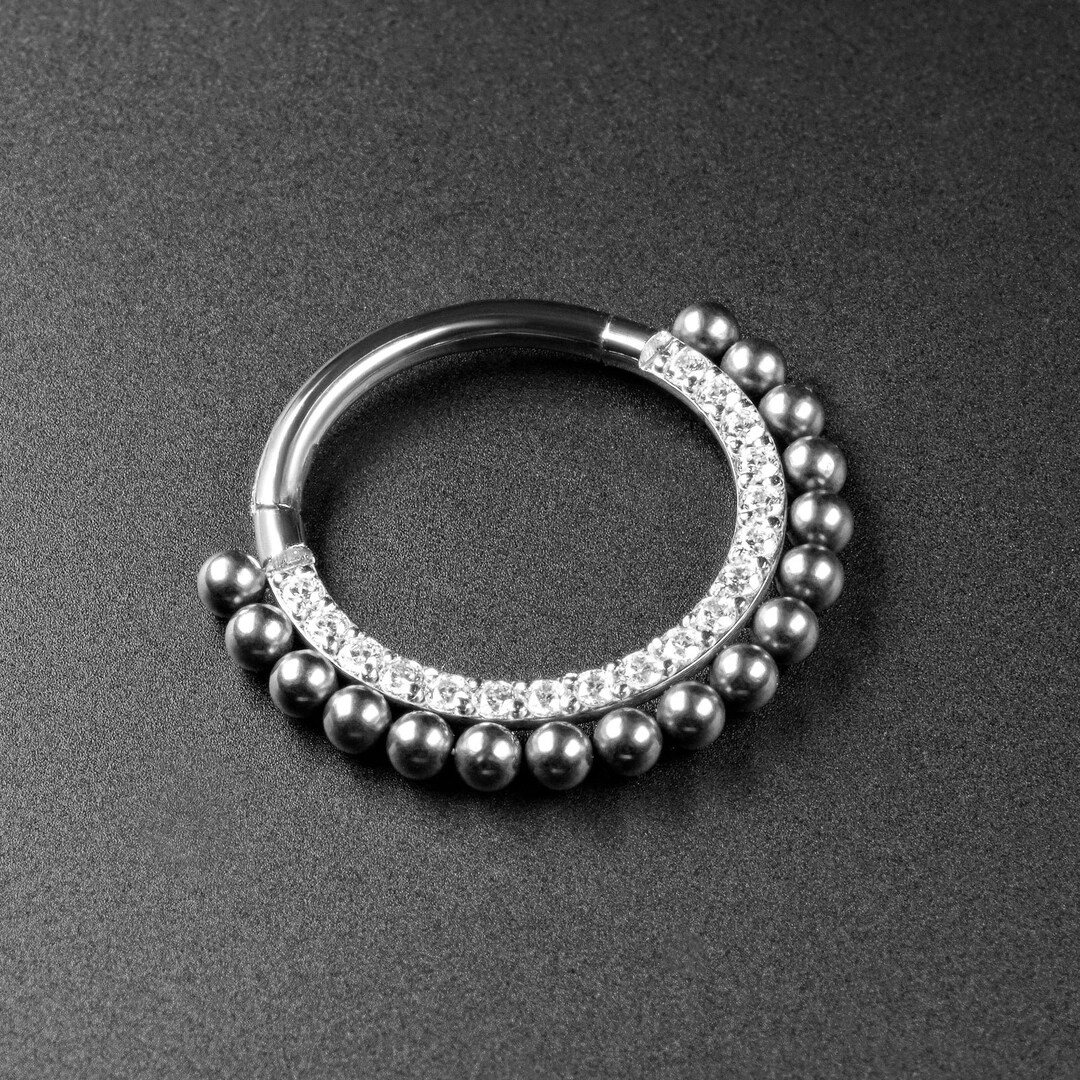 Bejewelled Multi Dot Titanium Septum Clicker | Titanium Septum Nose ...