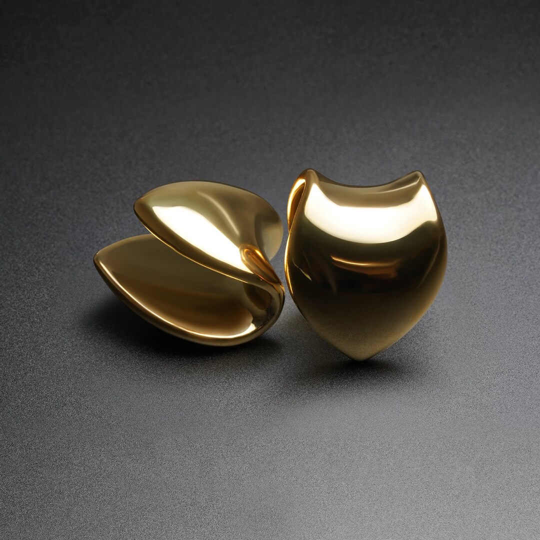 Gold PVD Saddle Ear Weight Hanger | Ear Weight Gauges for Stretched ...