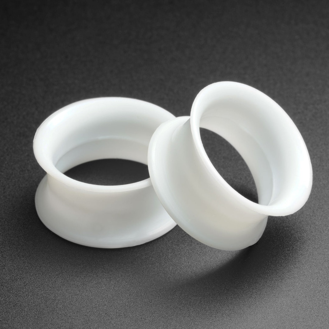 White Silicone Double Flare Tunnel | Silicone Ear Gauges for Stretched ...