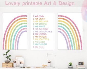 Personalized Affirmations for Kids Rainbow Affirmation Print - Etsy