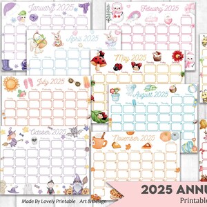 2025 Kids Calendars, Printable Calendar, Printable Kids Calendars, Cute ...