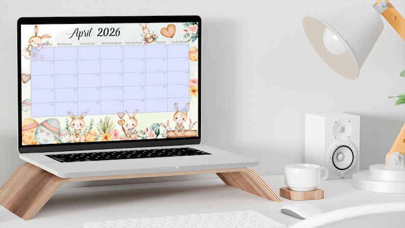 EDITABLE April 2026 Calendar, Monthly Planner, Happy Easter Day, Cute ...