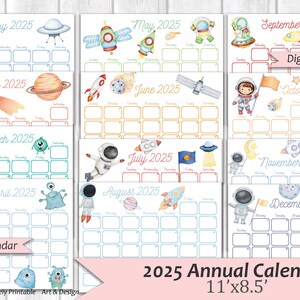 2025 Kids Calendars, Printable Calendar, Printable Kids Calendars, Cute ...
