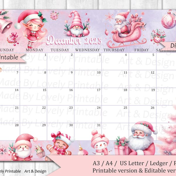 Pink Christmas Printables - Etsy