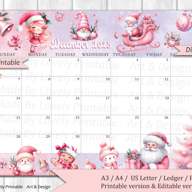 Pink Christmas Printables - Etsy