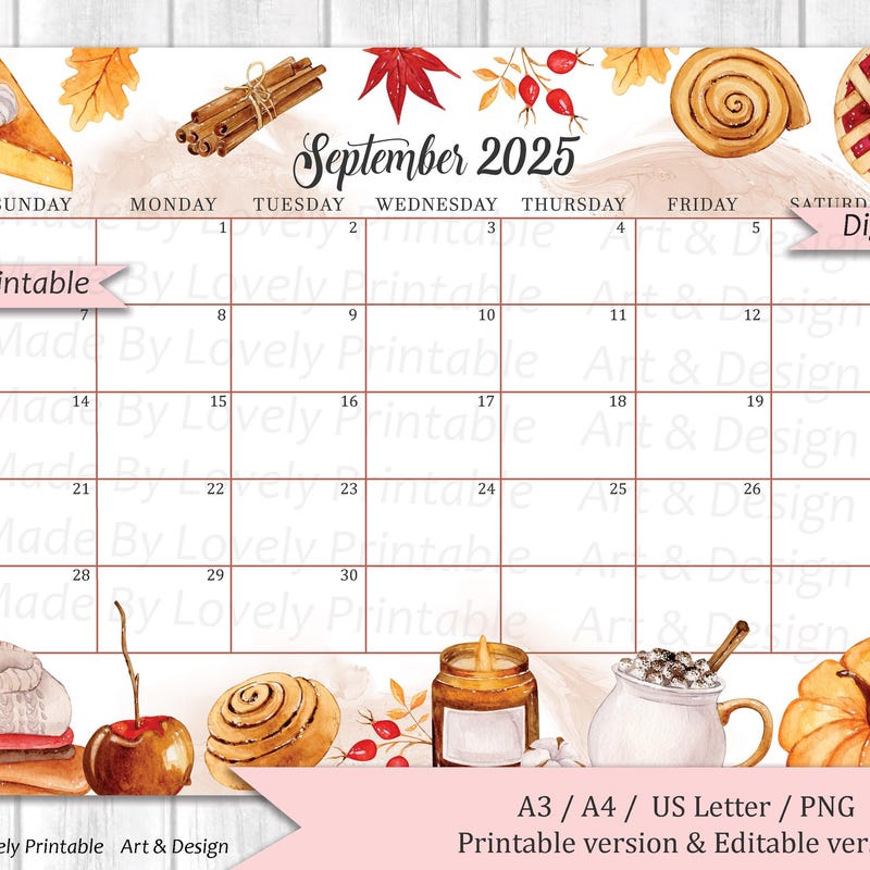 September Calendar - Etsy