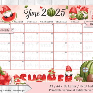 June Gnome Calendar 2025 - Etsy
