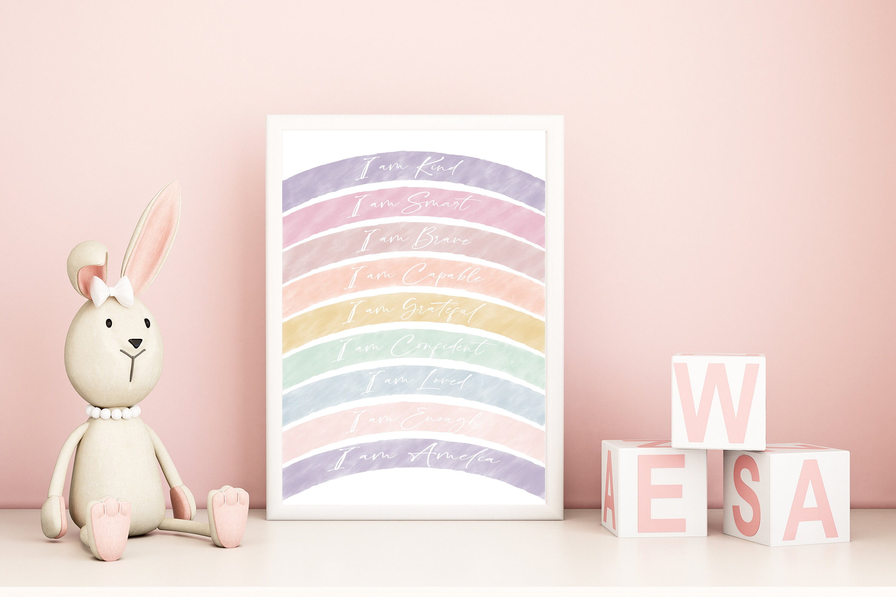 Personalized Affirmations for Kids, Rainbow Affirmation Print, I Am ...