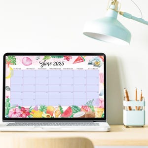 EDITABLE June Calendar, Happy Summer Vibe, Tropical Fruit & Ice Cream ...