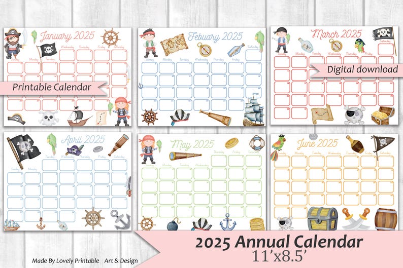 Printable Kids Calendars, Cute Calendars, Pirates Kid's Calendars ...