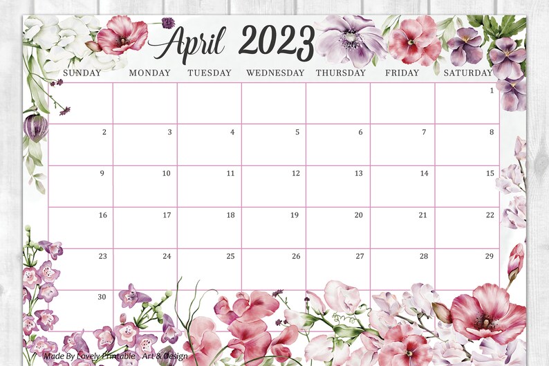 Editable April 2023 Calendar Printable Fillable Planner - Etsy
