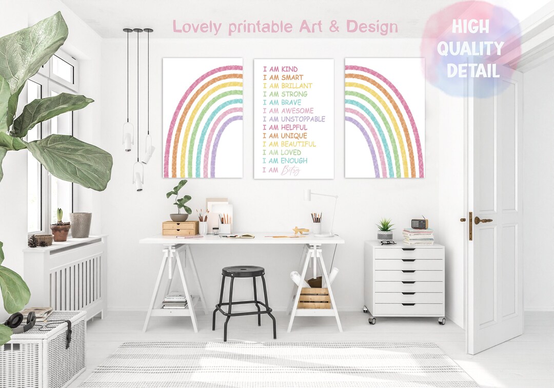 Personalized Affirmations for Kids, Rainbow Affirmation Print, I Am ...