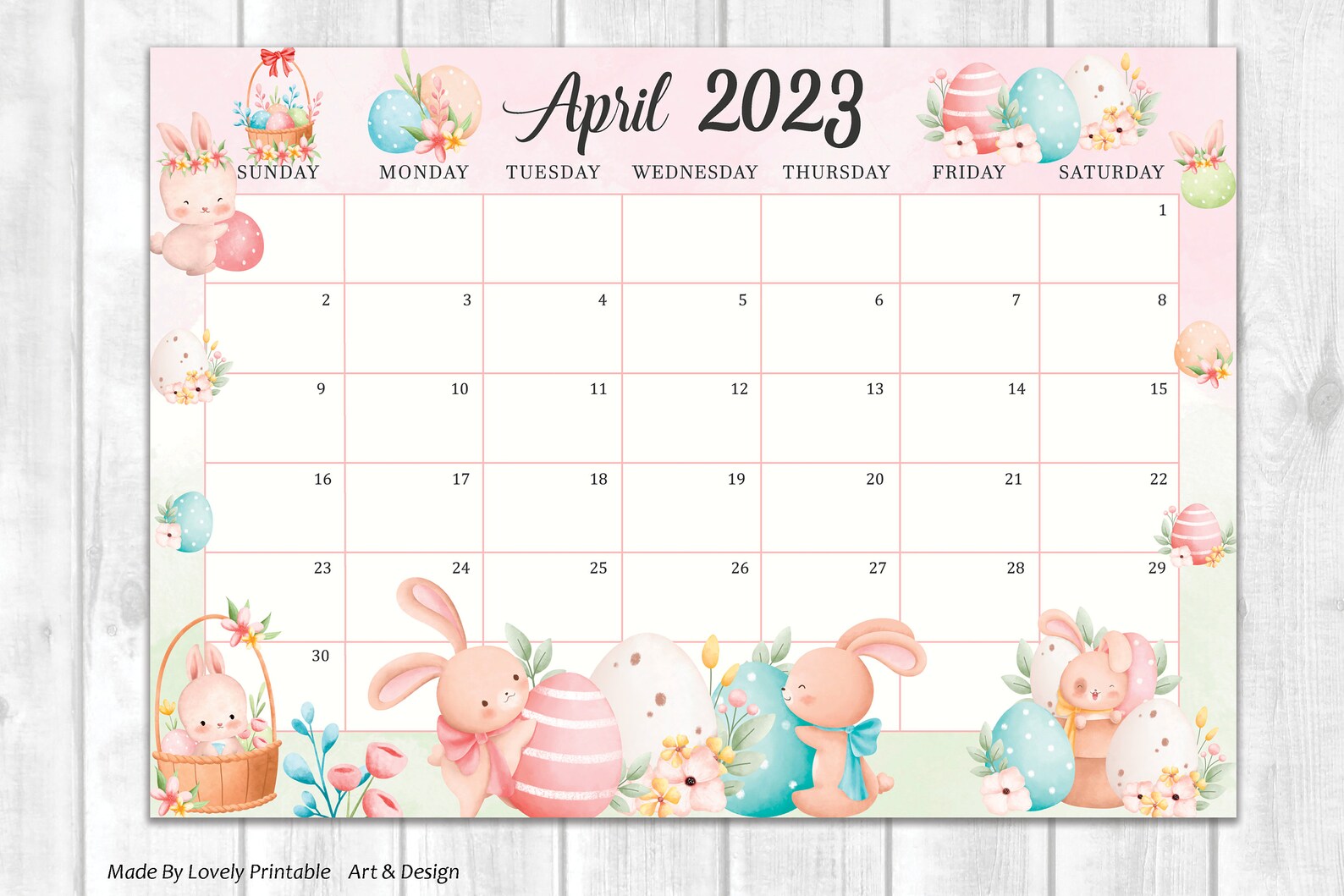 EDITABLE April 2023 Calendar Monthly Planner Happy Easter - Etsy