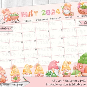 EDITABLE MAY 2024 Calendar, Kids' Planner, Spring Planner, Printable ...