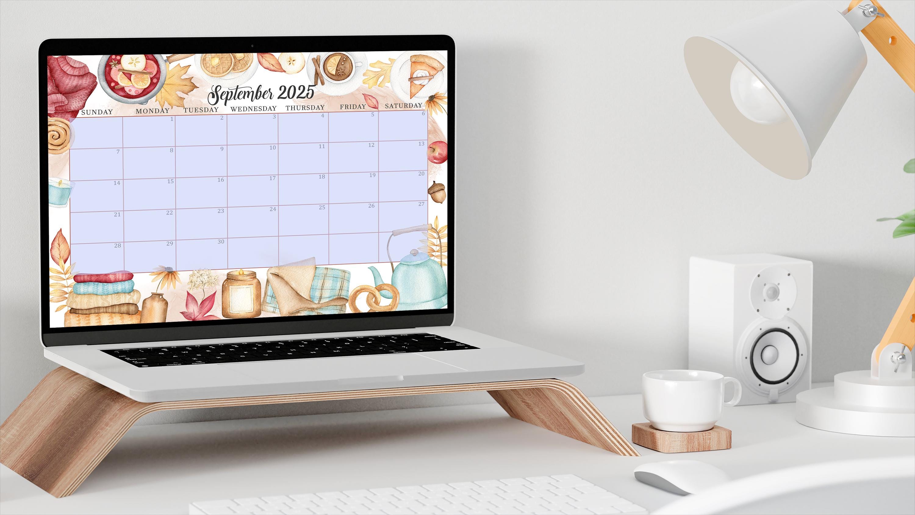 EDITABLE September 2025 Calendar, Cozy Autumn Mood, Beautiful Fall ...