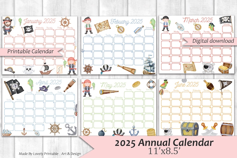 Printable Kids Calendars, Cute Calendars, Pirates Kid's Calendars ...