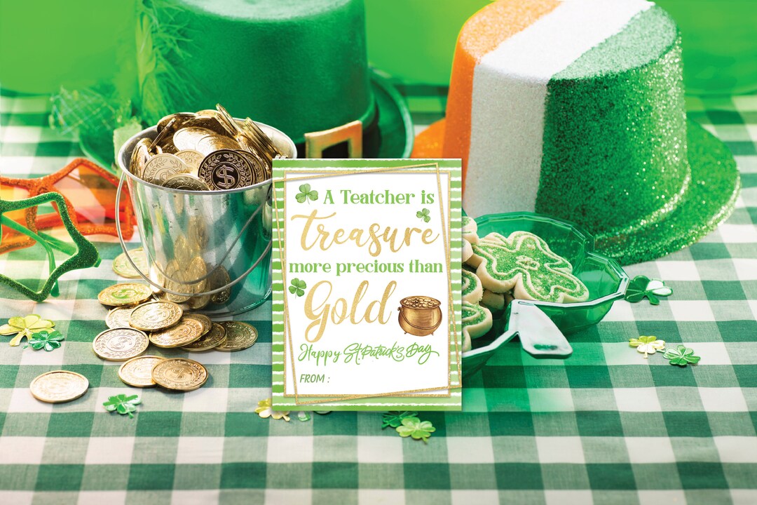 Printable St Patrick's Day Gift Tags, A Teacher is a Treasure Gift Tag ...