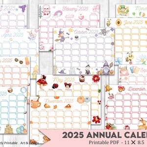 2025 Kids Calendars, Printable Calendar, Printable Kids Calendars, Cute ...