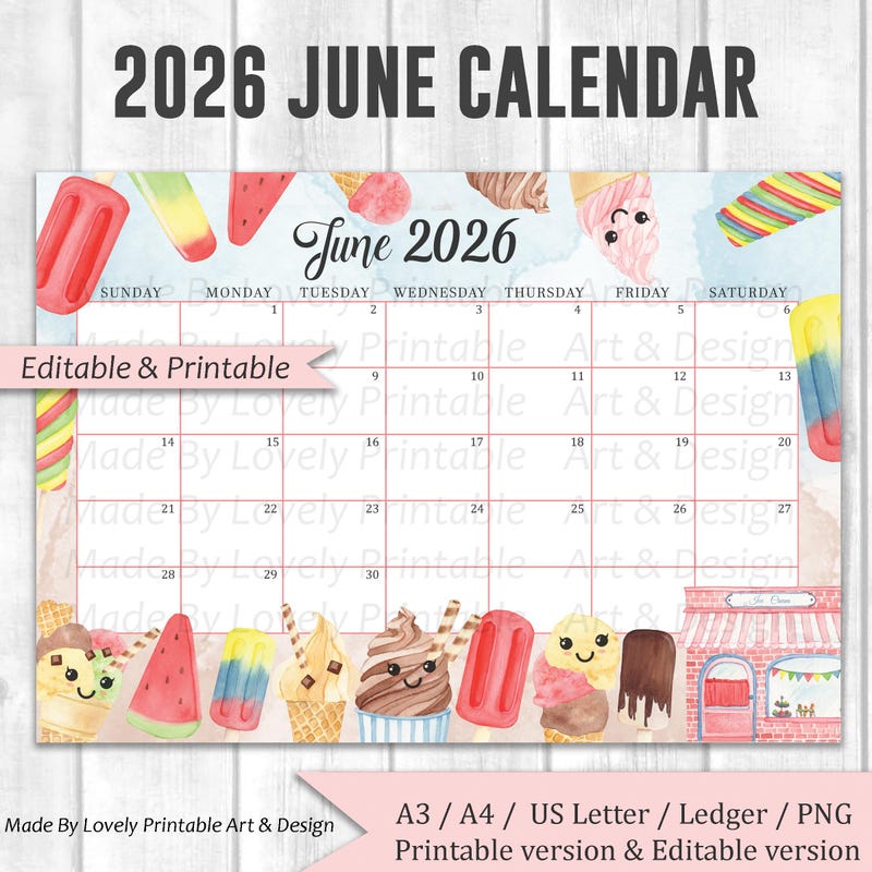 Ice Cream Calendars - Etsy