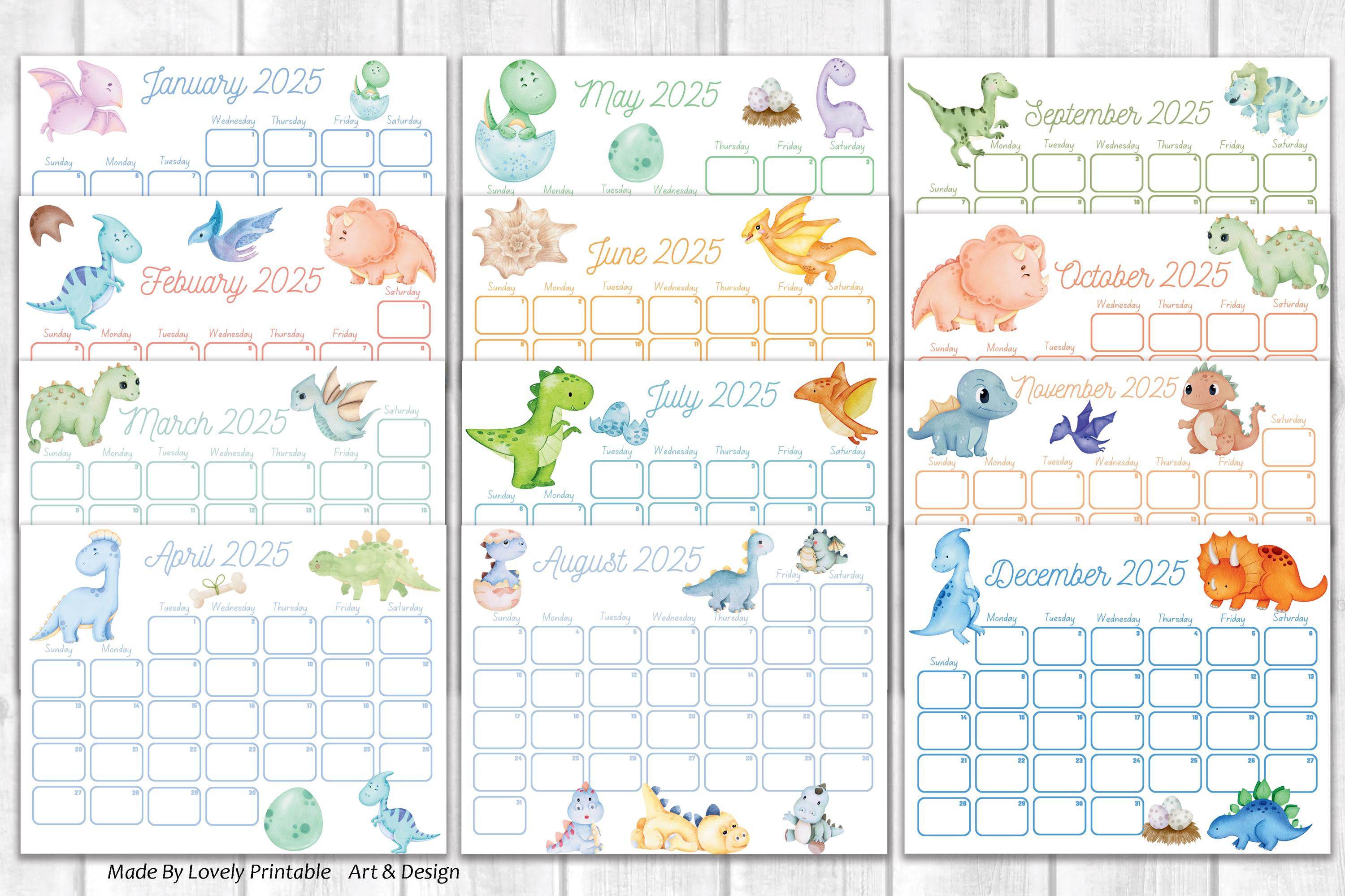 2025 Kids Calendars, Printable Calendar, Printable Kids Calendars, Cute ...