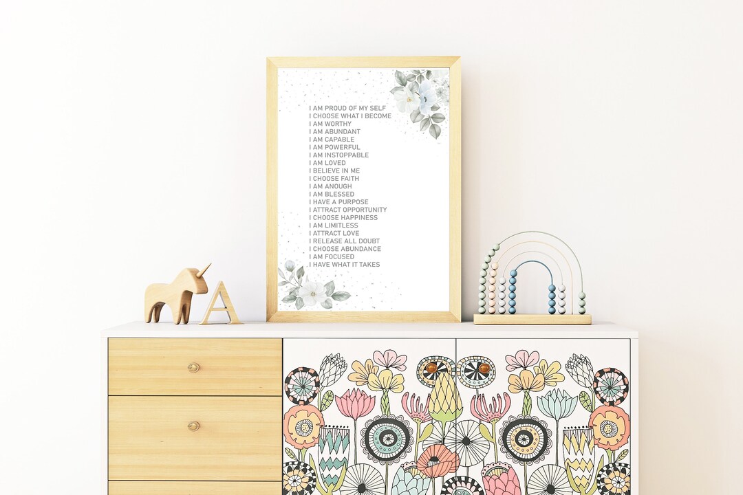 Positive Affirmation Printable Wall Art, I Am Enough, Vision Board ...