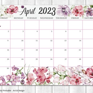 Editable April 2023 Calendar Printable Fillable Planner - Etsy