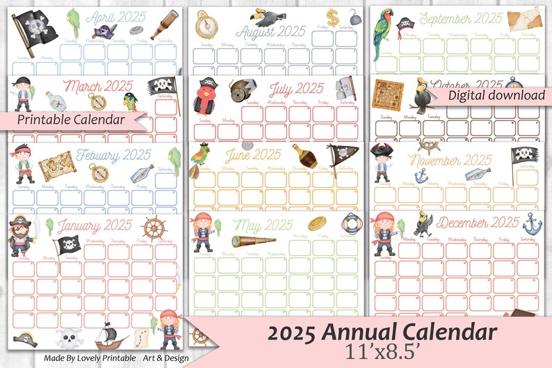 Printable Kids Calendars, Cute Calendars, Pirates Kid's Calendars ...